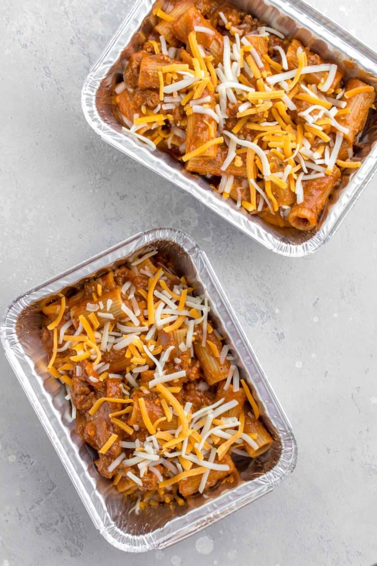 Individual Freezer Tomato Pesto Beef Pasta | Freezer Meal for One