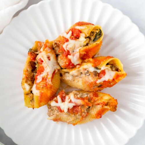 Easy Lasagna Stuffed Shells | Freezer Friendly Pasta Bake
