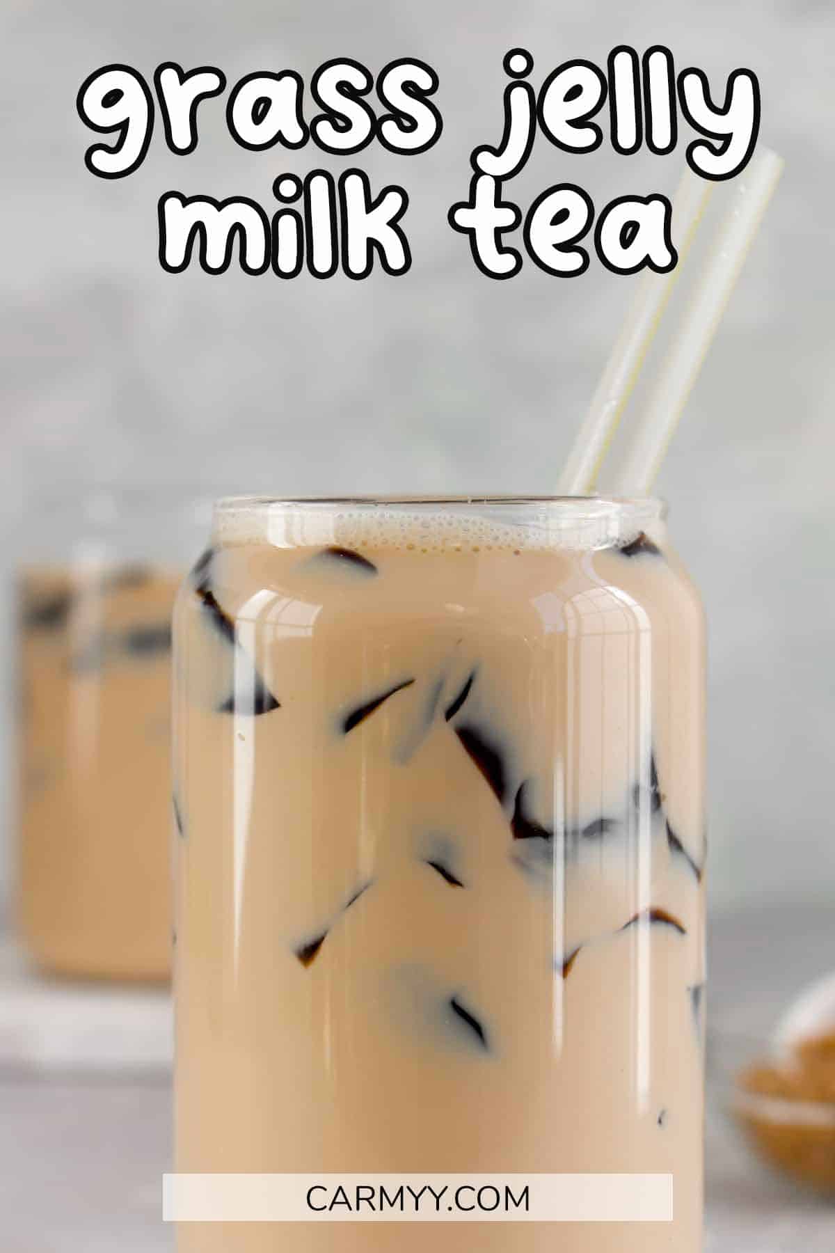 Grass Jelly Milk Tea - Carmy - Easy Healthy-ish Recipes