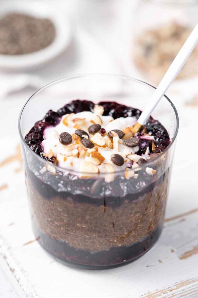 Chocolate Blueberry Chia Pudding - Carmy - Easy Healthy-ish Recipes