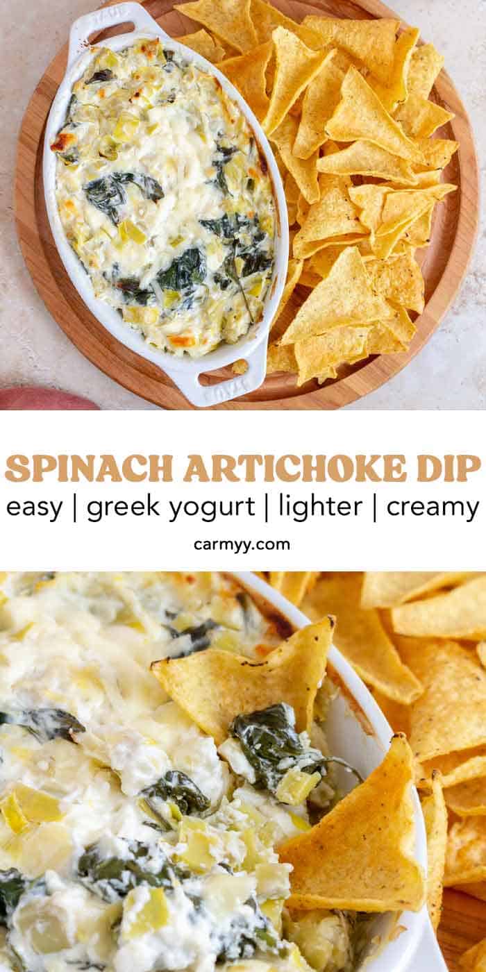 Greek Yogurt Spinach Artichoke Dip - Carmy - Easy Healthy-ish Recipes