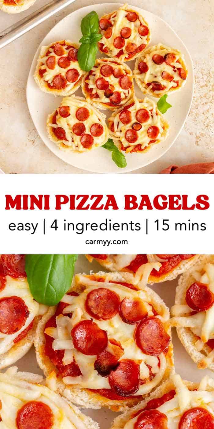 Mini Pizza Bagels (4 Ingredients!) - Carmy - Easy Healthy-ish Recipes