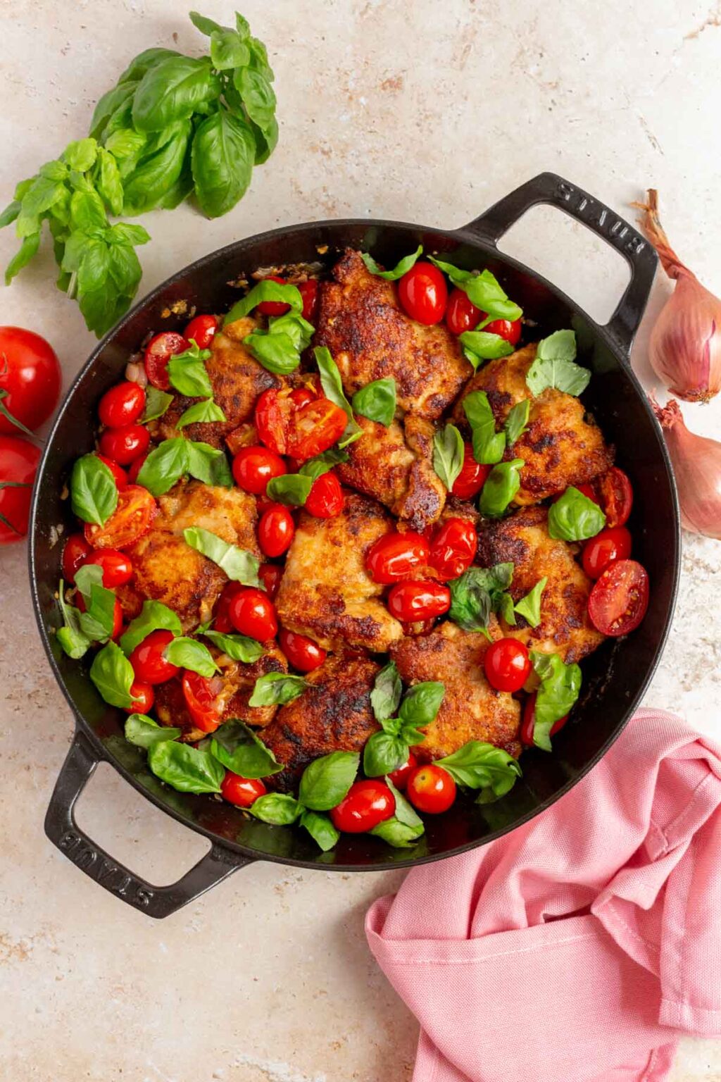 Tomato Basil Chicken Thighs - Carmy - Easy Healthy-ish Recipes